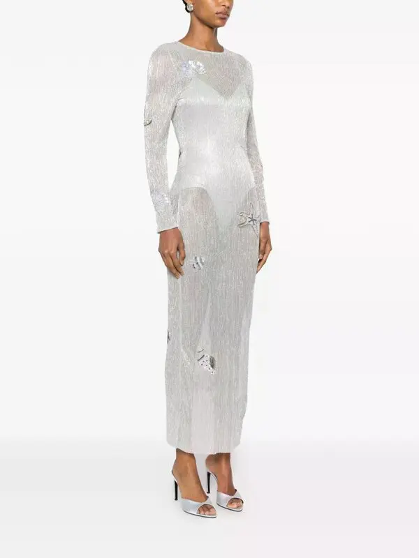 LESLIE AMON Sea Shell Patch Maxi Dress