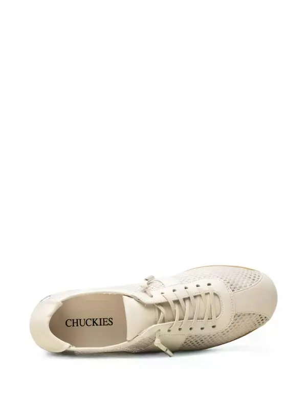CHUCKIES Ivory Mesh Panelled Lace-up Sneakers