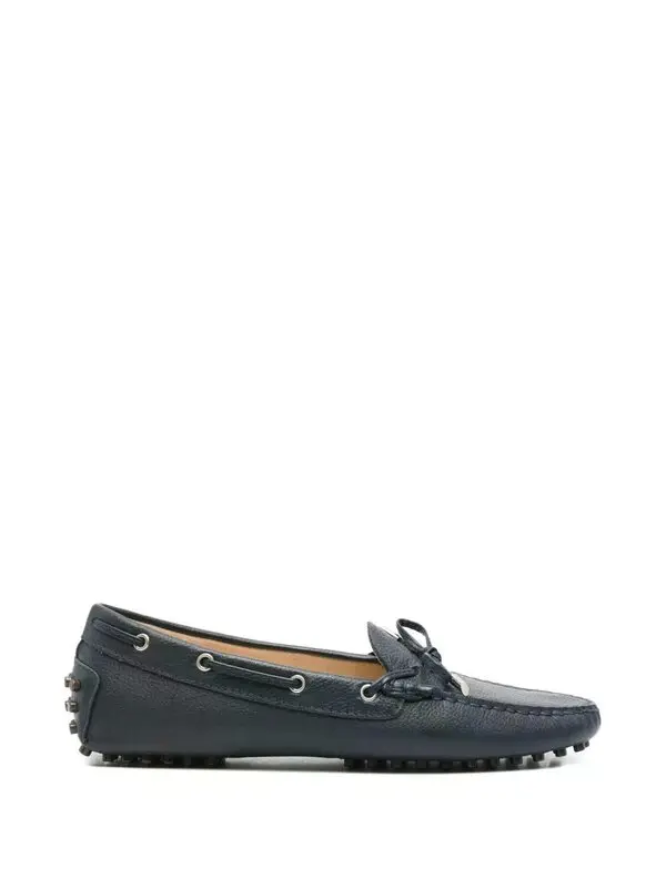 SERGIO MORETTI FIRENZE Pebbled Loafers With Bow Detail - Blue