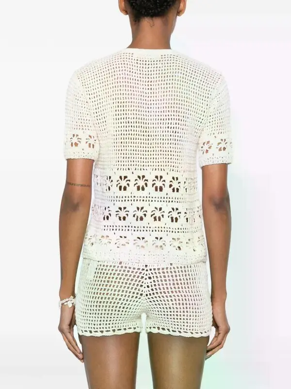 TERRY PUESTO Crochet-knit Cardigan With Shell Embellishments