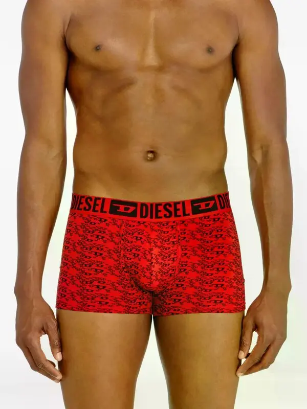 DIESEL® Logo-waistband Cotton Boxers - Red