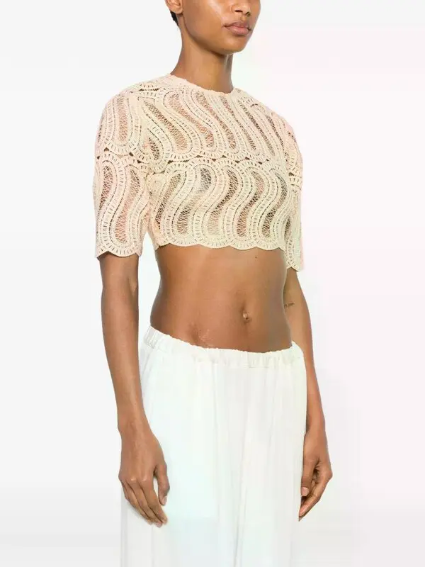 Raquel Diniz Sabi Guipure Lace Cropped Top - Orange
