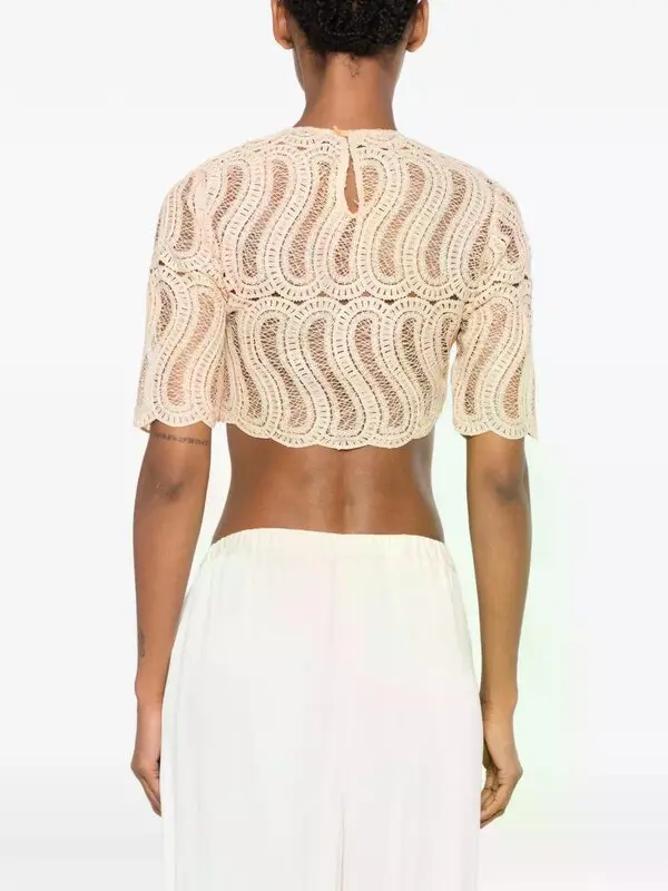 Raquel Diniz Sabi Guipure Lace Cropped Top - Orange