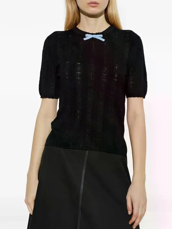 Marni Knitted Wool T-shirt With Bow Detail