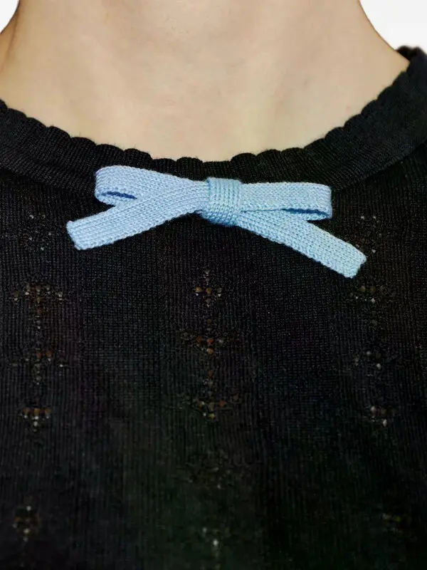 Marni Knitted Wool T-shirt With Bow Detail