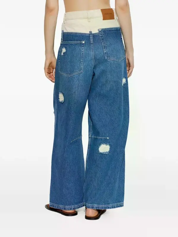 Munthe Distressed Layered-waist Wide-leg Jeans