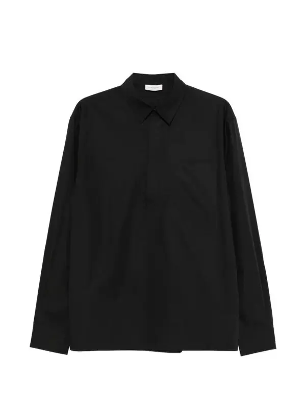 PAOLO PECORA Long-sleeve Chest-pocket Shirt - Black