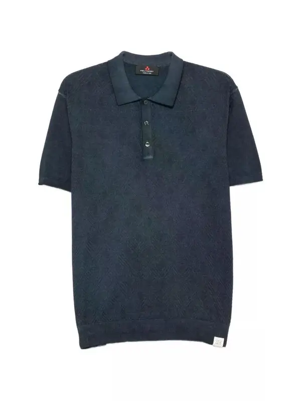 Peuterey Diamond-knit Short-sleeve Polo Shirt - Blue