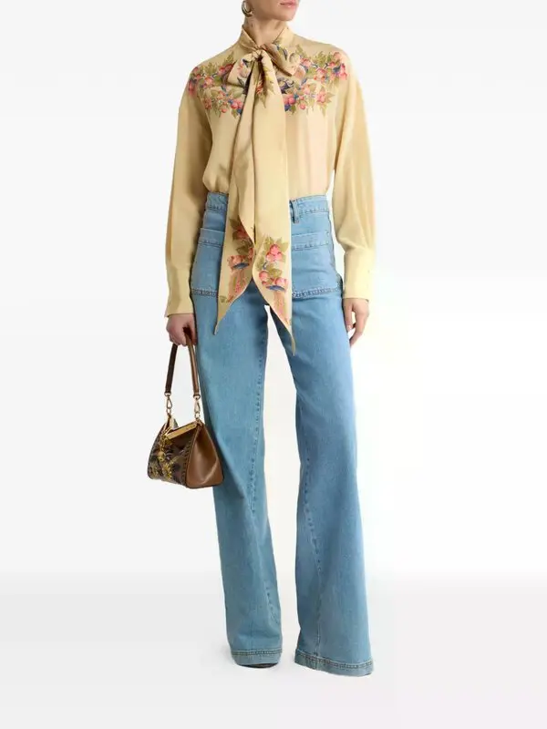 Etro Embroidered Pegasus Flared Jeans