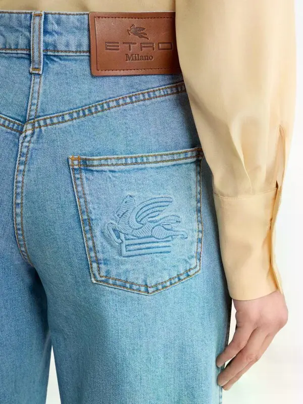 Etro Embroidered Pegasus Flared Jeans