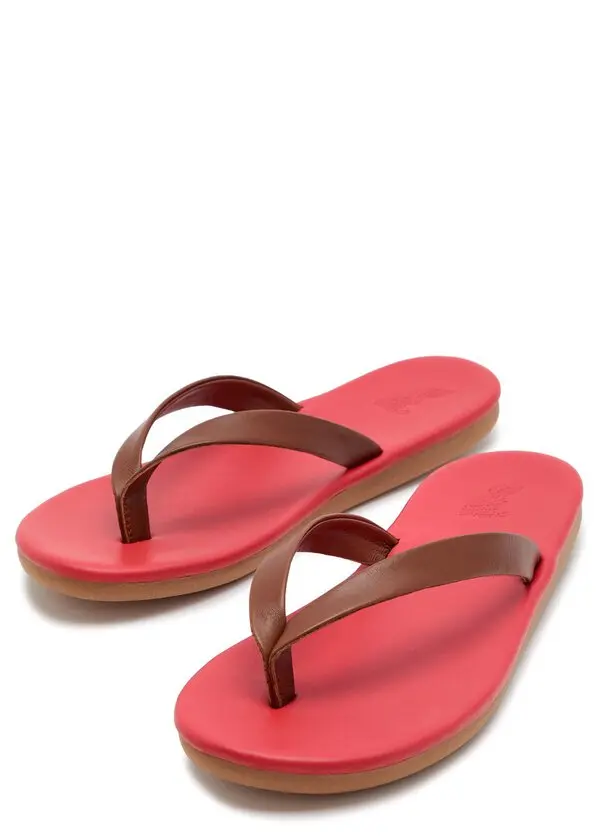 ANCIENT GREEK SANDALS Leather Flip Flops - Red