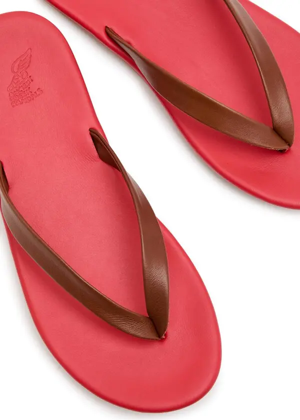 ANCIENT GREEK SANDALS Leather Flip Flops - Red
