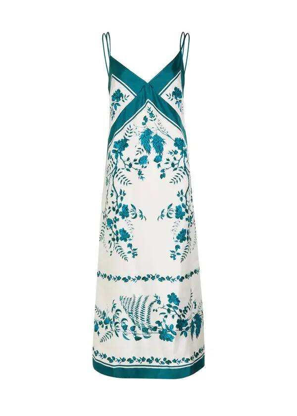 Erdem Printed Silk Midi Dress - Blue