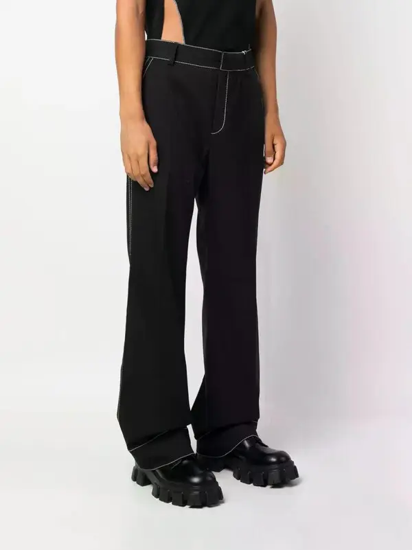 MARINE SERRE Contrast Stitching Wool Blend Trousers