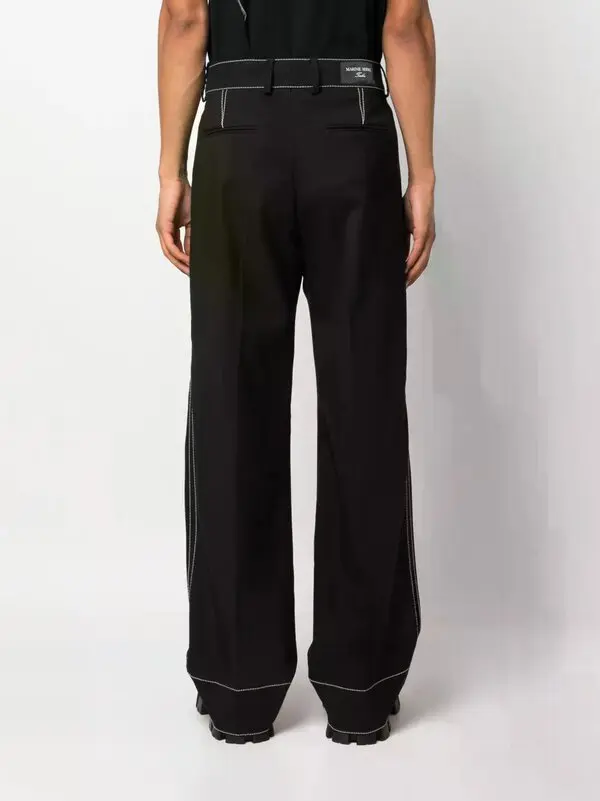 MARINE SERRE Contrast Stitching Wool Blend Trousers