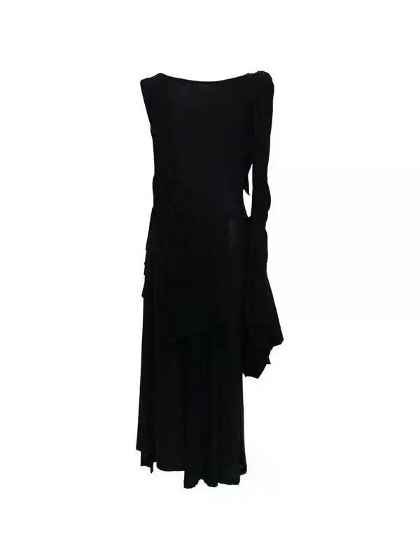 Yohji Yamamoto Cotton Jersey Draped Ruffled Dress