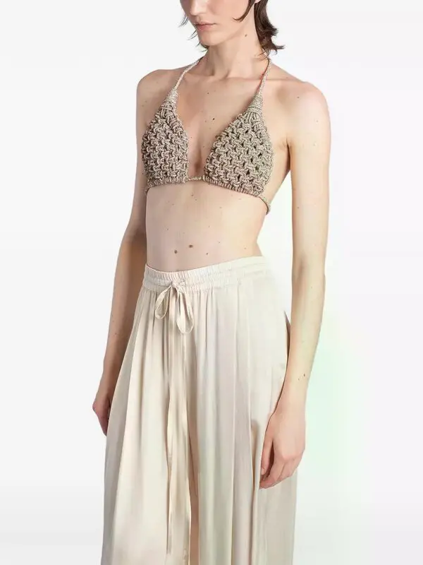 HIBOURAMA Diamond Crystal-embellished Halterneck Top