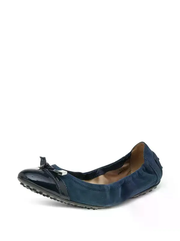 TOD'S Navy Suede And Patent Leather Ballet Flats - Blue