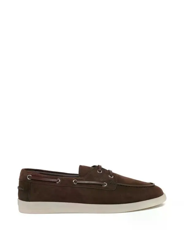 Prada Suede Lace-up Boat Shoes - Brown