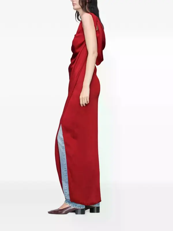 MAISON MARGIELA Draped Satin Maxi Dress - Red