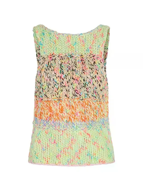 Free People Flea Market" Chunky Knit Sleeveless Sweater - Green