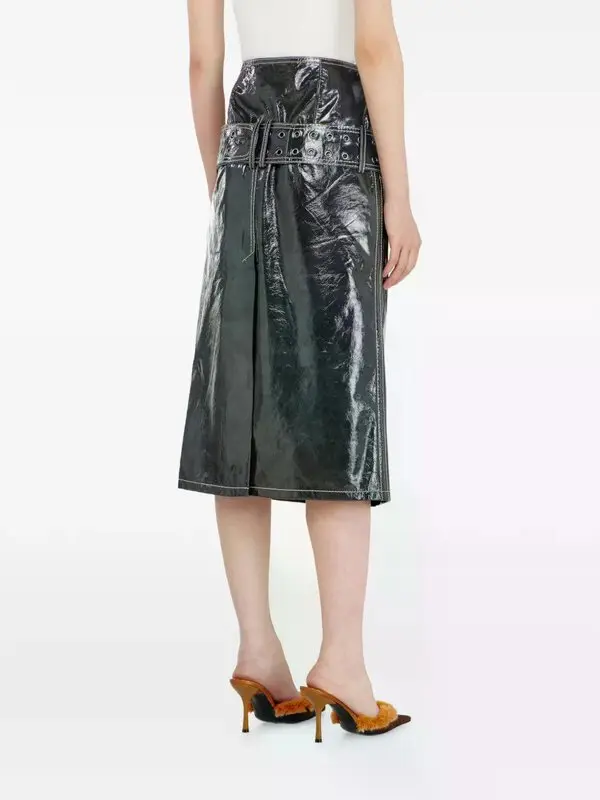 DIESEL® Belted Patent Leather Midi Skirt