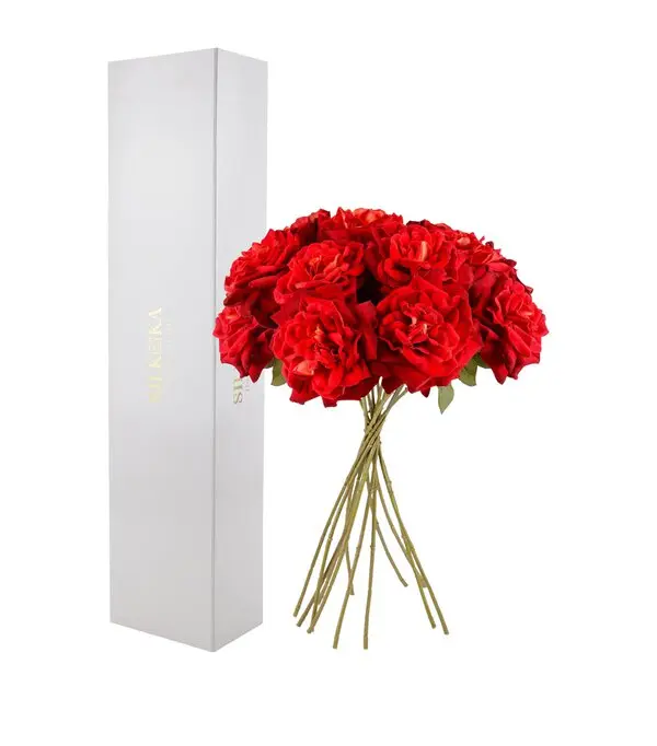 SILK-KA Artificial Rose Flower Bouquet - Red