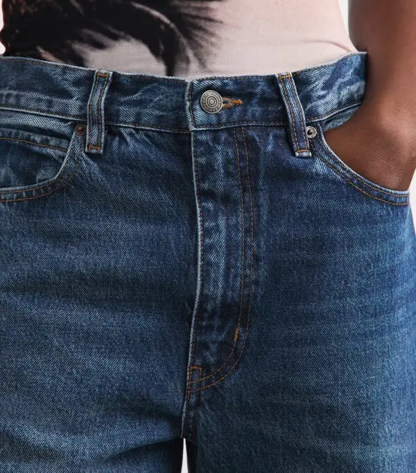 FRAME The Bow High-rise Barrel-leg Jeans - Blue