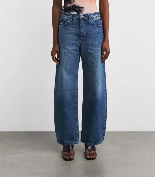 FRAME The Bow High-rise Barrel-leg Jeans - Blue