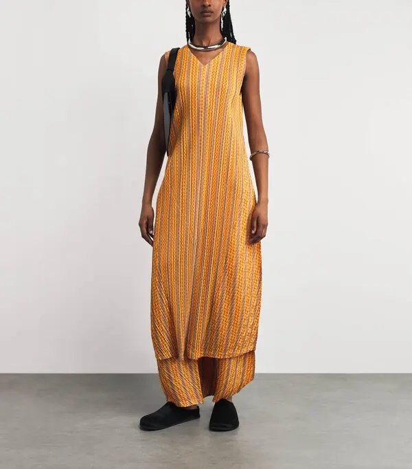 Issey Miyake Cotton-blend Zigzag Midi Dress