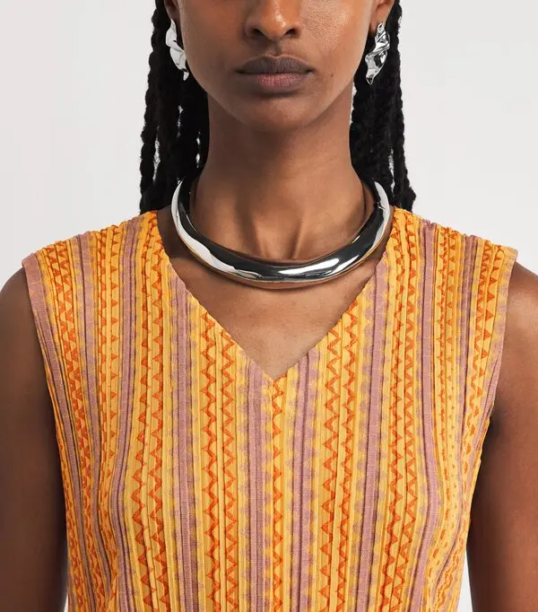 Issey Miyake Cotton-blend Zigzag Midi Dress