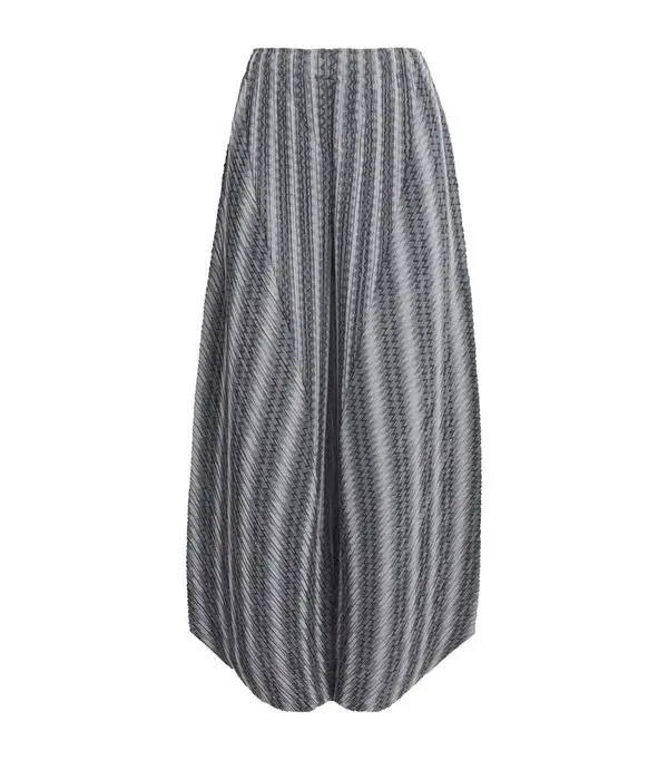 Issey Miyake Cotton-blend Zigzag Pleated Wide-leg Trousers - Grey