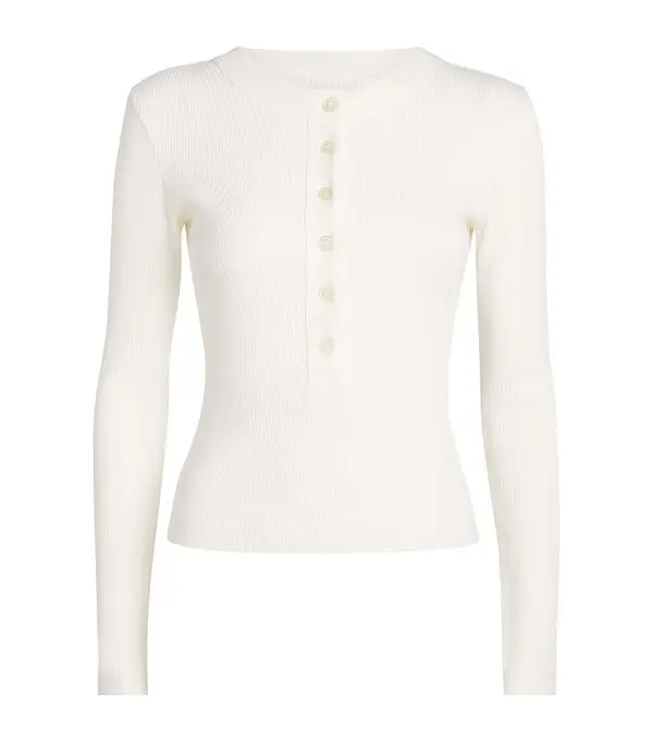 Citizens Of Humanity Varra Ribbed Henley T-shirt - Ivory