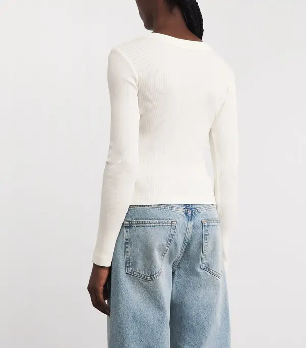 Citizens Of Humanity Varra Ribbed Henley T-shirt - Ivory