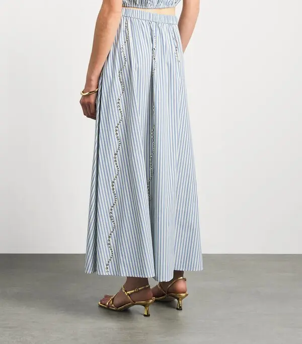 Sandro Rhinestone Embellished Striped Maxi Skirt
