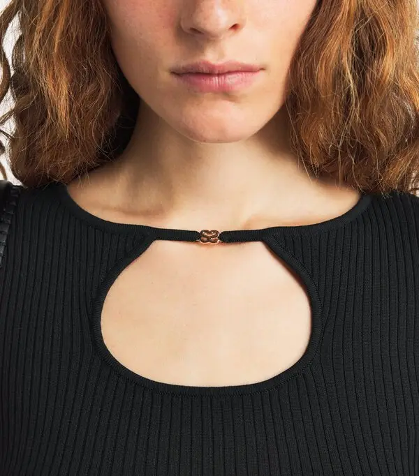 Sandro Ribbed Cut-out Knit Top