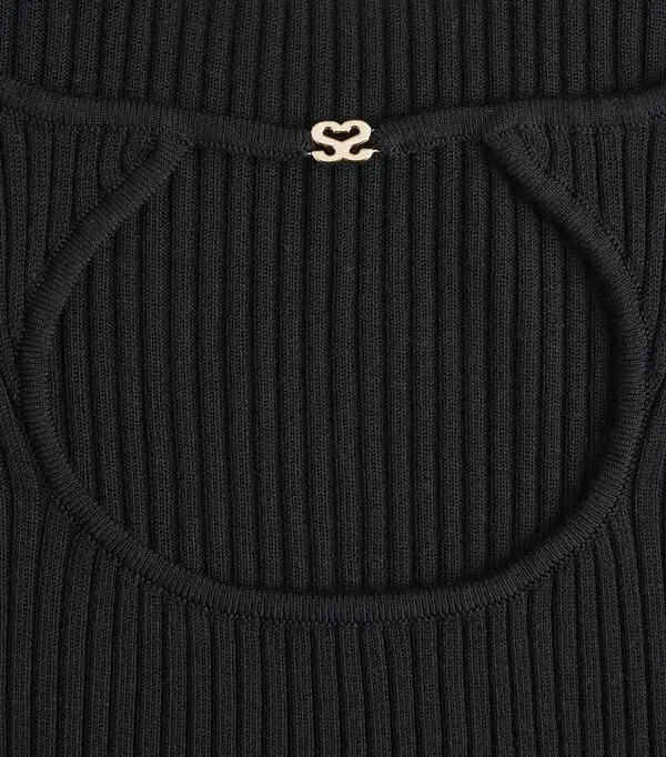 Sandro Ribbed Cut-out Knit Top