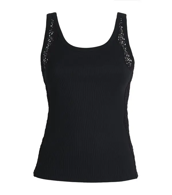Sandro Lace-detail Ribbed Tank Top - Black