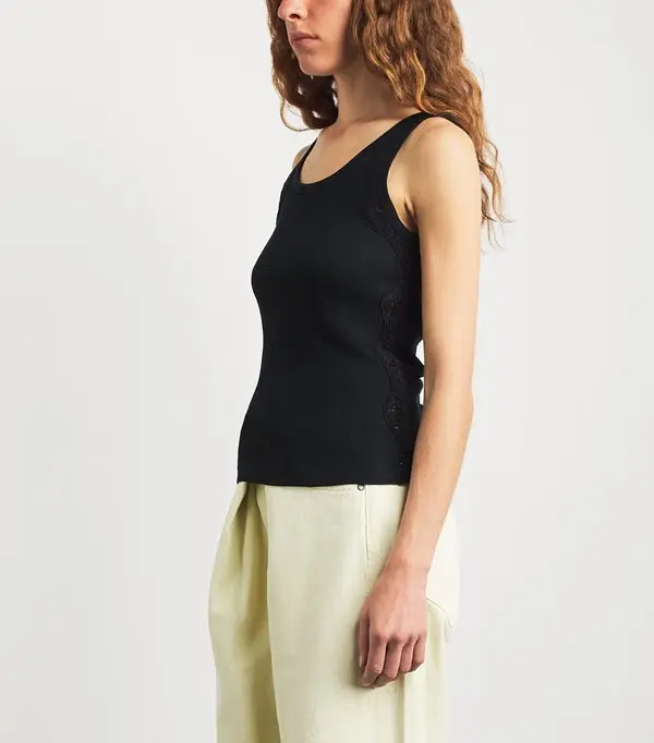 Sandro Lace-detail Ribbed Tank Top - Black