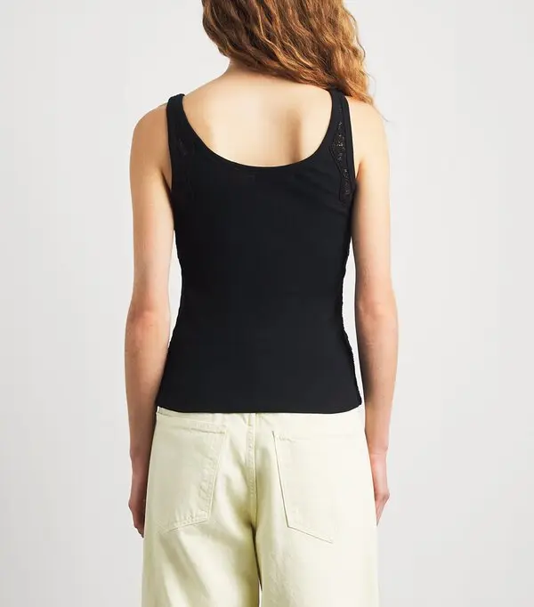 Sandro Lace-detail Ribbed Tank Top - Black