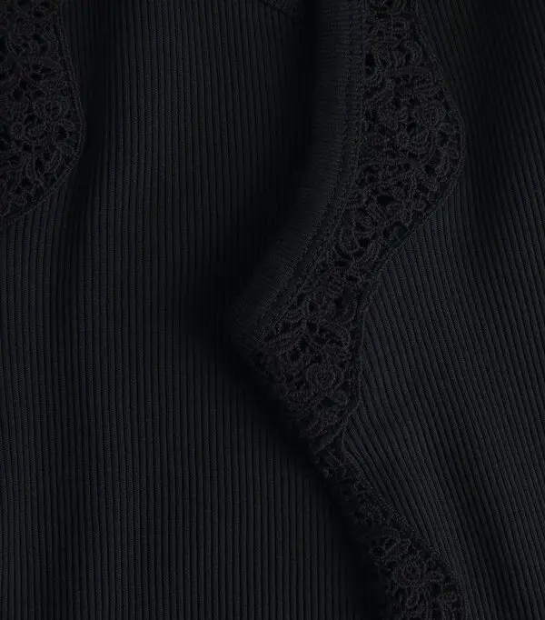 Sandro Lace-detail Ribbed Tank Top - Black