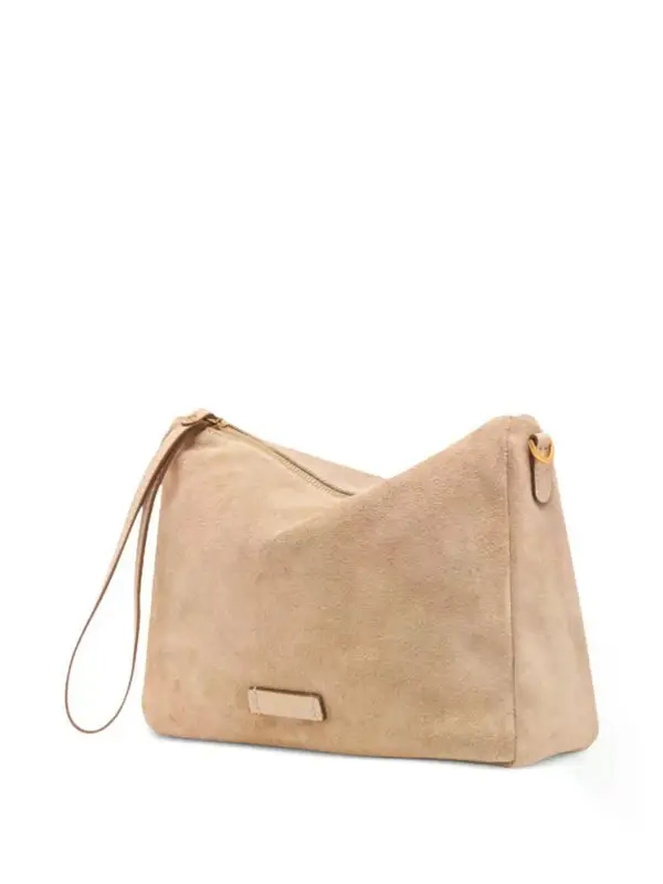 GIANNI CHIARINI Medium Suede Logo Plaque Clutch Bag