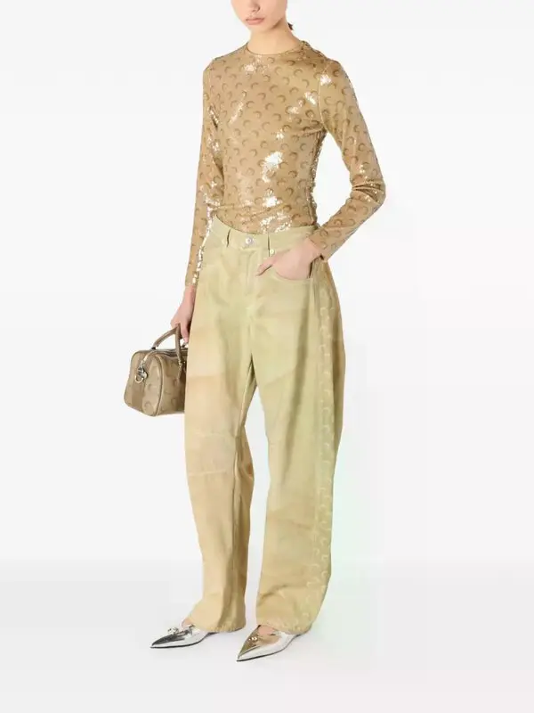 MARINE SERRE Faded Moon-motif Jeans