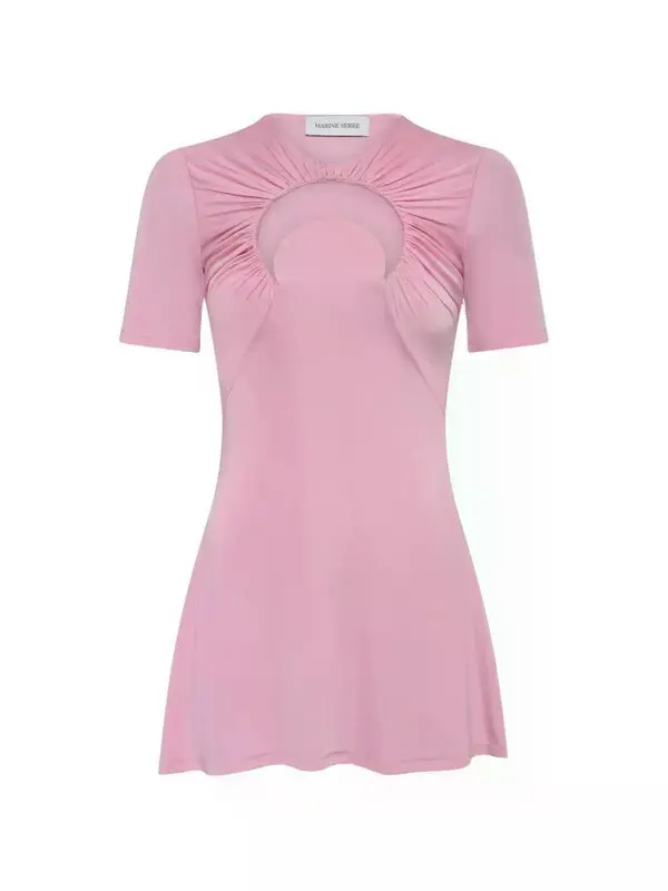 MARINE SERRE Moon-motif Gathered Mini Dress - Pink