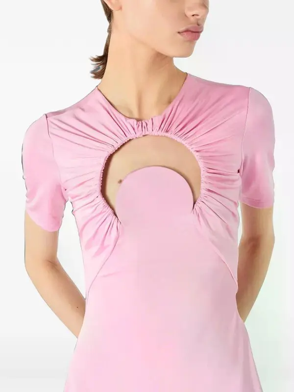 MARINE SERRE Moon-motif Gathered Mini Dress - Pink