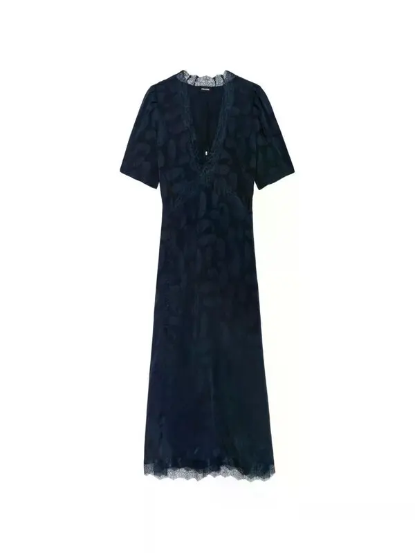Zadig&Voltaire Lace-trimmed Jacquard Midi Dress - Blue
