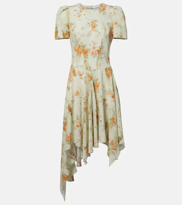 Alexander McQueen Floral Asymmetric Midi Dress - Multicoloured