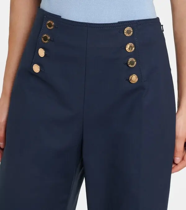Carolina Herrera Alba Cotton-blend Wide-leg Trousers