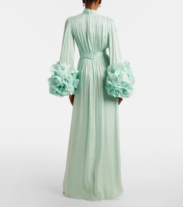 Costarellos Ruffled Georgette Gown