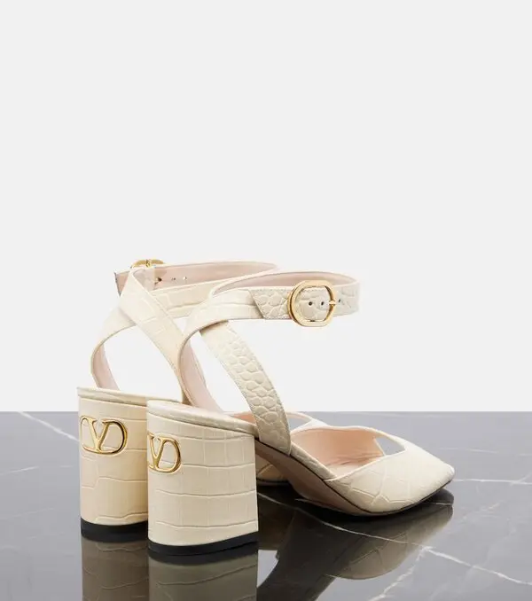 Valentino Garavani Fawcette Croc-effect Leather Sandals